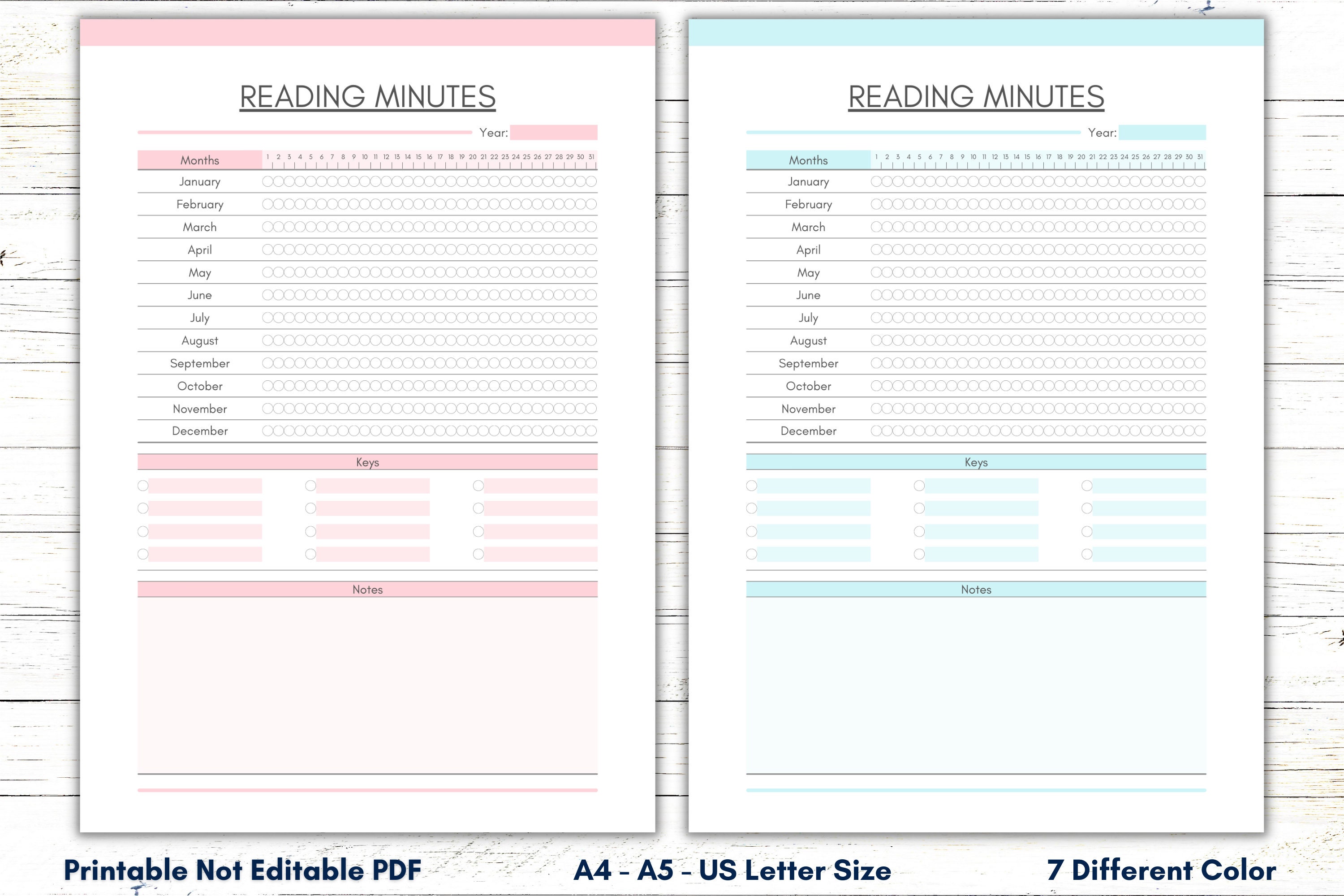 Reading Minutes Tracker Printable Template, Time Spend Reading Tracker ...