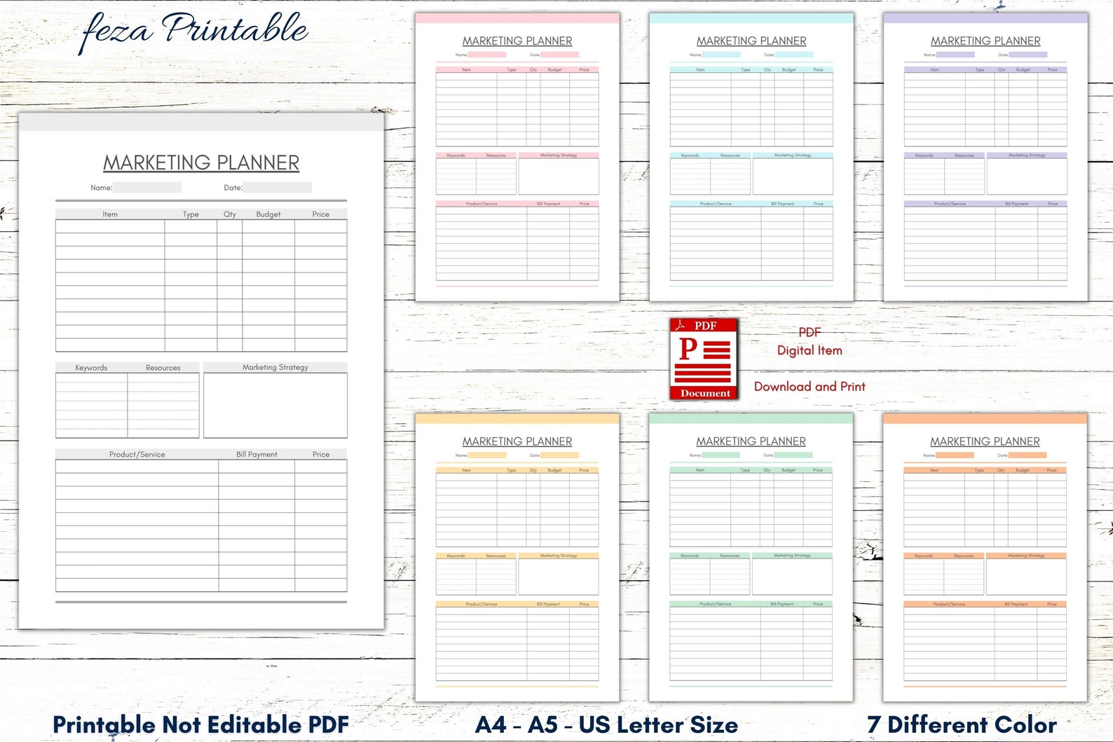 Printable Marketing Planner, Printable Marketing Template, Printable ...