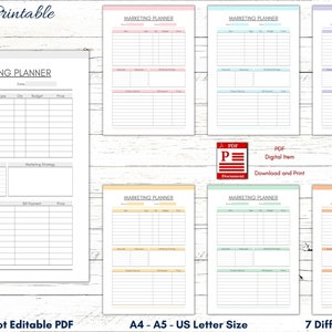 Printable Marketing Planner, Printable Marketing Template, Printable ...
