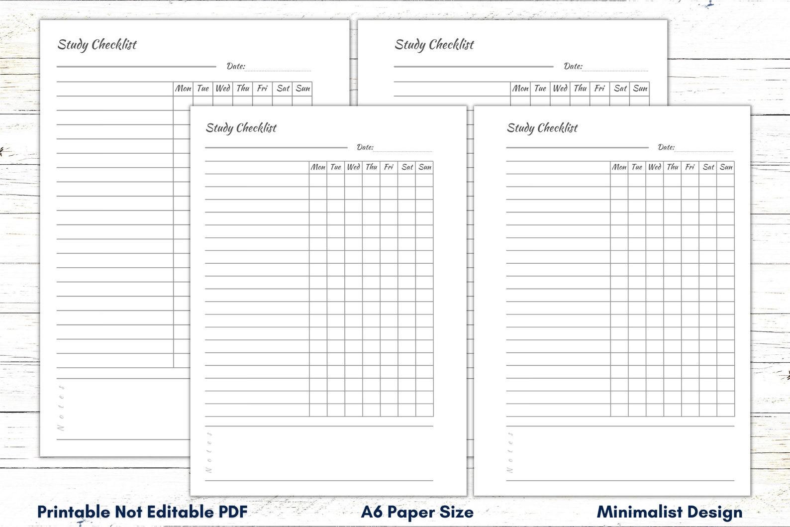 A6 Study Checklist Printable, Study Planner, Study Tracker, Study ...