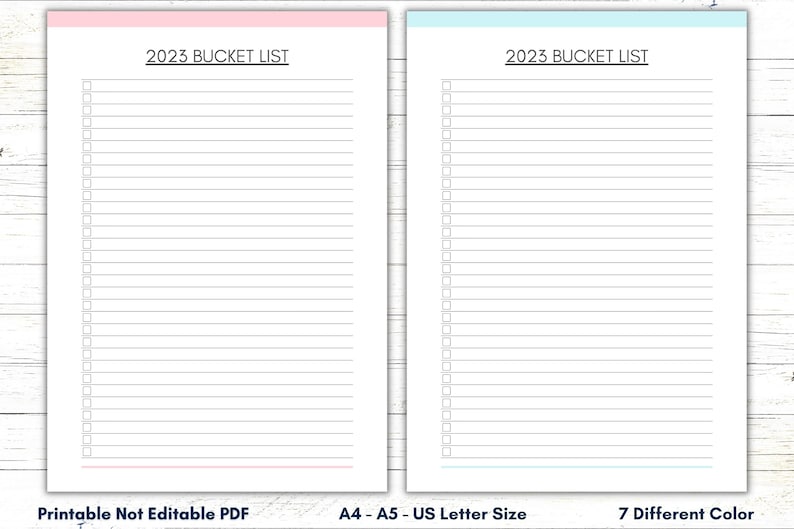 2023 Bucket List Printable Template, 2023 Goals Planner, 2023 Calendar ...