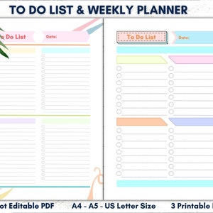 Printable to Do List, Printable Weekly Planner, Weekly Organizer, Daily ...