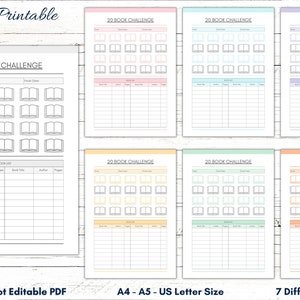 20 Book Challenge Tracker Template, Reading Challenge, Book Counter ...