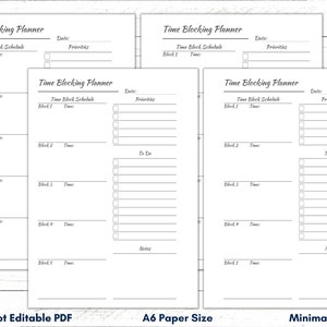 A6 Time Blocking Planner Printable Template, Time Blocking Schedule ...