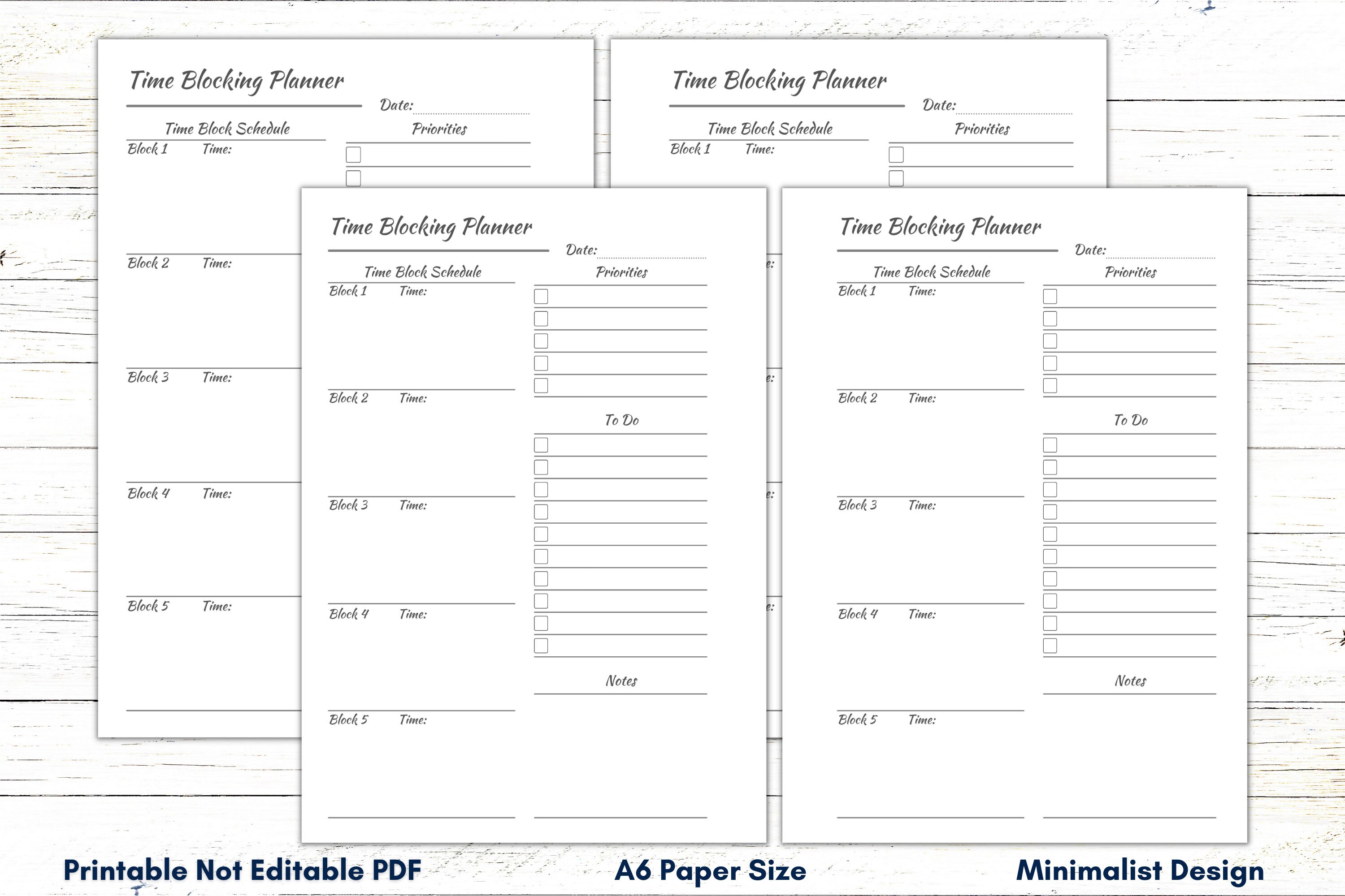A6 Time Blocking Planner Printable Template, Time Blocking Schedule ...