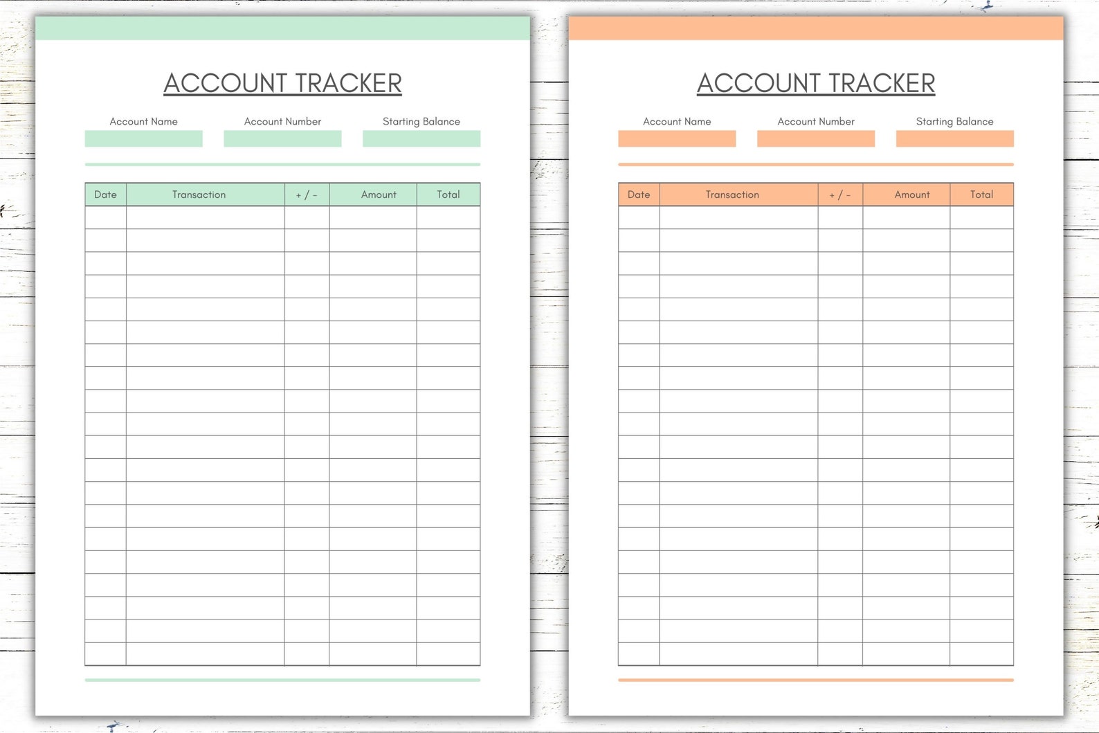 Printable Account Tracker, Account Tracking, Printable Account Checking ...