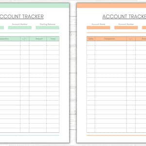 Printable Account Tracker, Account Tracking, Printable Account Checking ...