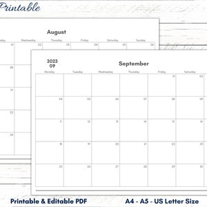 Editable 2023 Calendar Template, Minimalist Calendar Editable ...