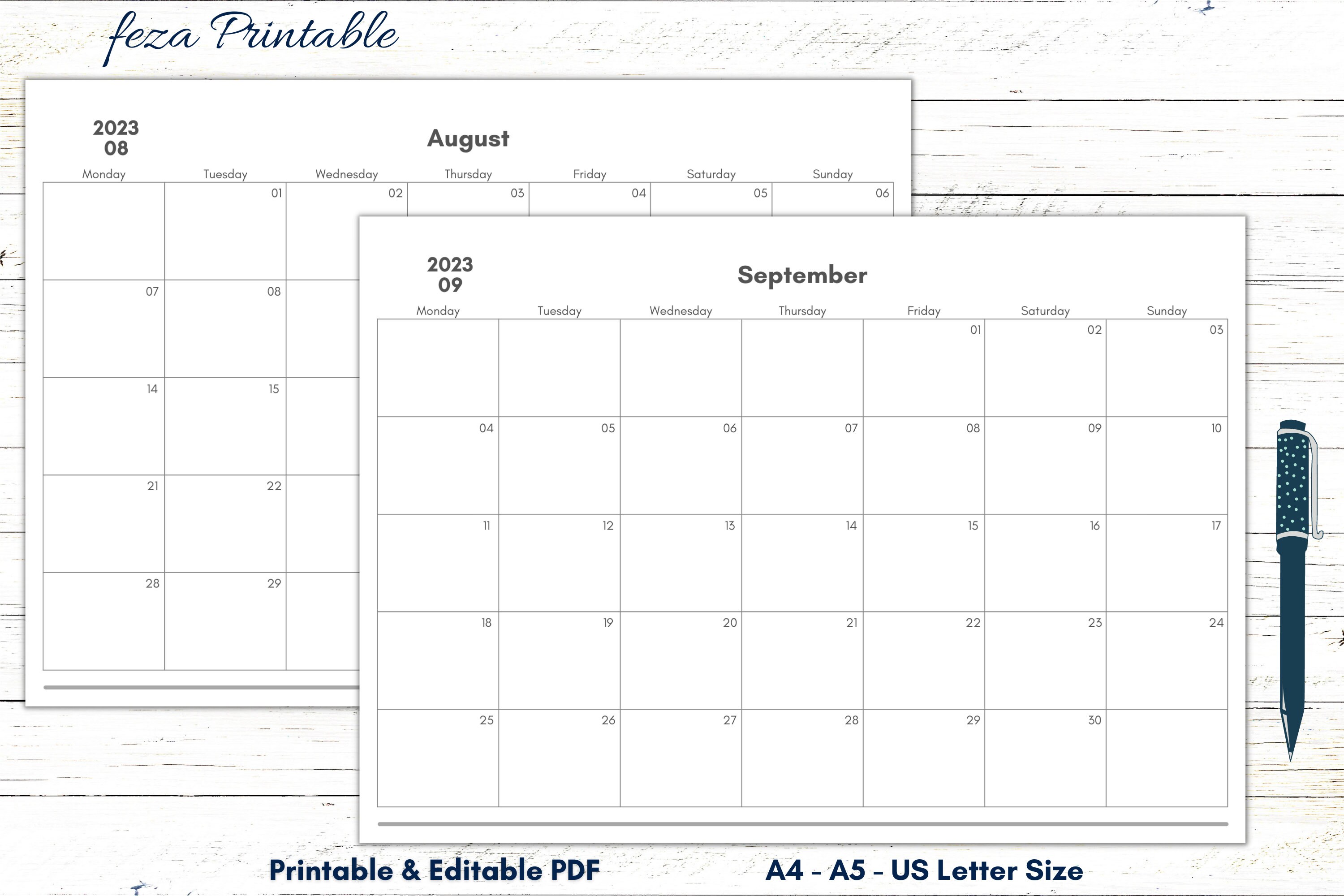 Editable 2023 Calendar Template, Minimalist Calendar Editable ...