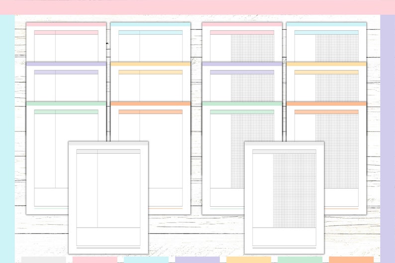 Notes Pages Planner Template Printable, Note Page Sheets, Colored Notes ...