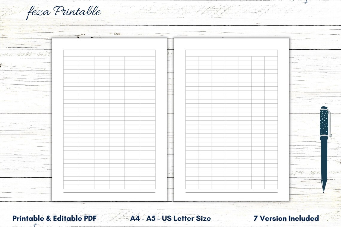 Blank Columns Chart Sheet Printable, Editable Blank Worksheet, Fillable ...