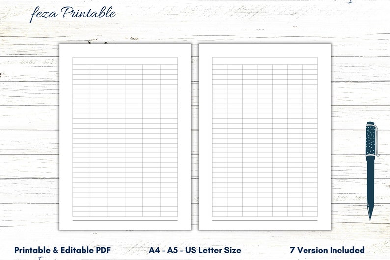 Blank Columns Chart Sheet Printable, Editable Blank Worksheet, Fillable ...