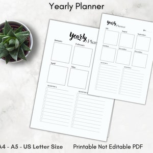 Printable Yearly Planner Yearly Planner Insert Yearly | Etsy