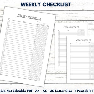 Printable Weekly Checklist Weekly Tasks List Weekly | Etsy