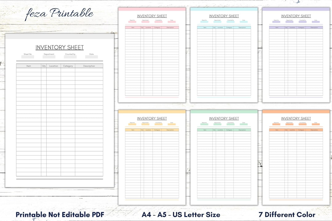 Printable Inventory Count Sheet, Inventory Count Insert, Printable ...