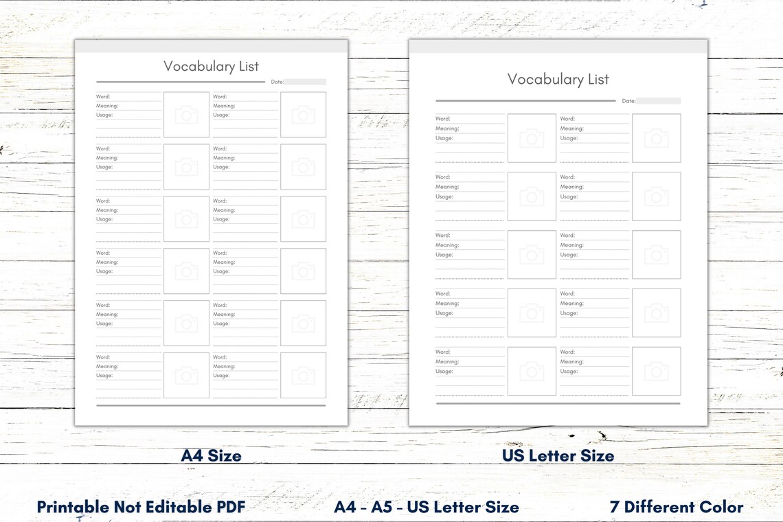 Printable Vocabulary List, Vocabulary Log, Vocabulary Journal ...