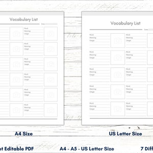 Printable Vocabulary List, Vocabulary Log, Vocabulary Journal ...