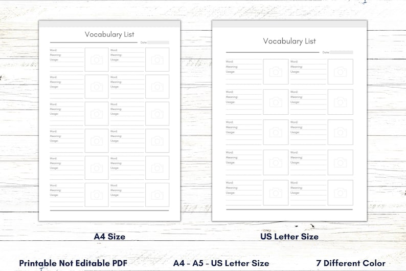 Printable Vocabulary List, Vocabulary Log, Vocabulary Journal ...