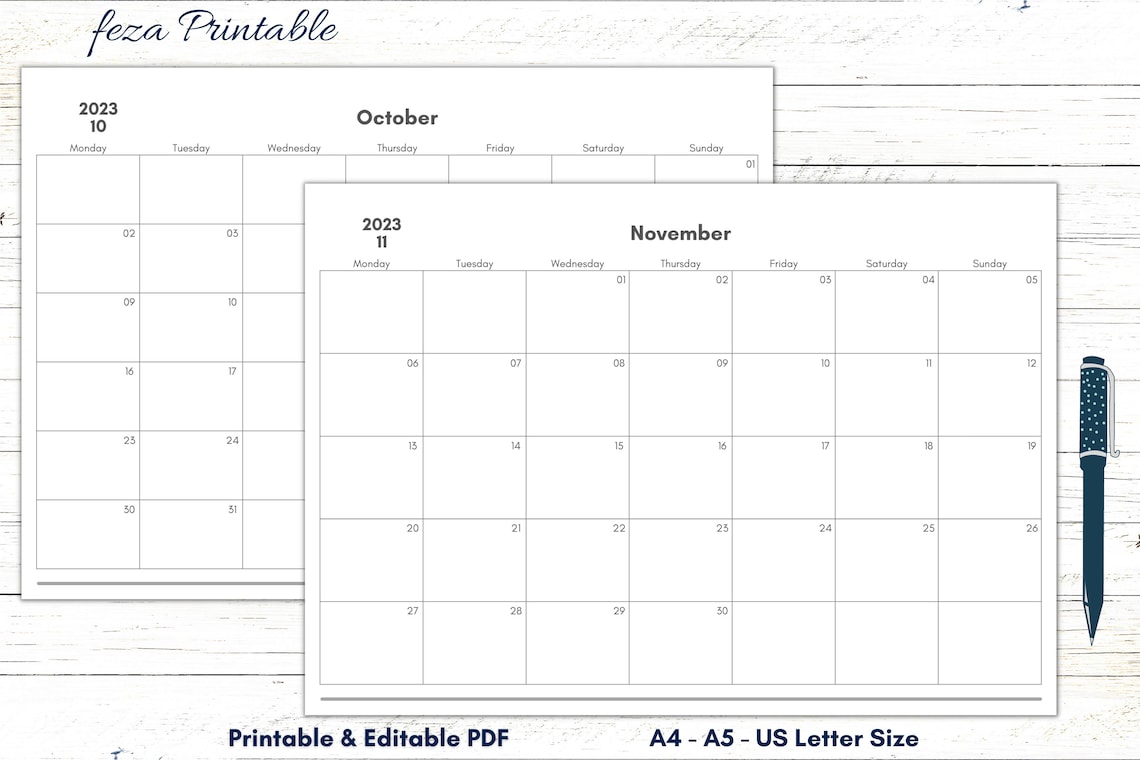 Editable 2023 Calendar Template, Minimalist Calendar Editable ...