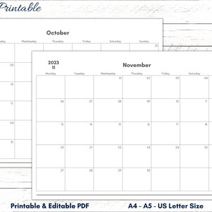 Editable 2023 Calendar Template, Minimalist Calendar Editable ...