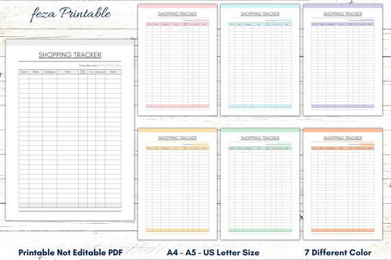 Printable Shopping Log Shopping Tracker Shopping Planner - Etsy