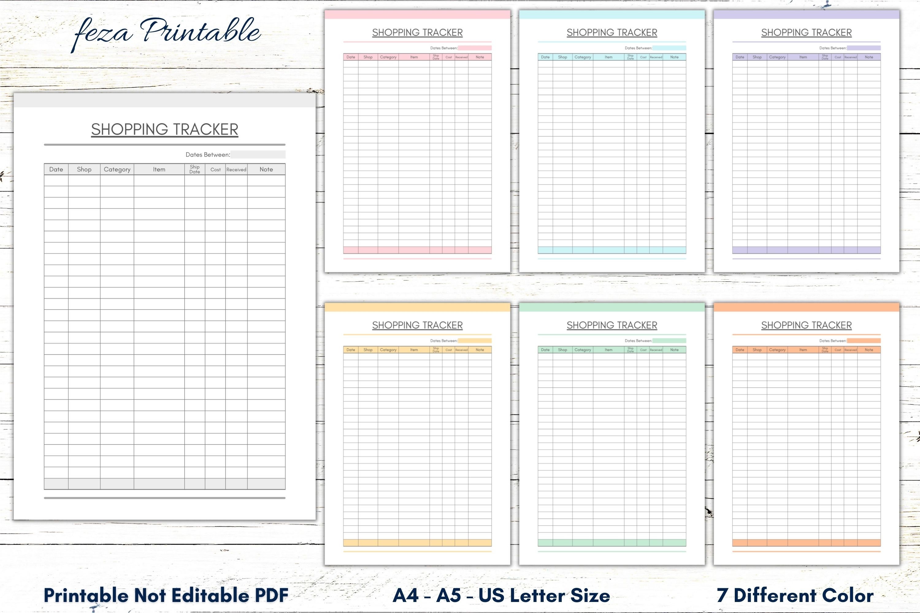 Printable Shopping Log, Shopping Tracker, Shopping Planner, Shopping ...