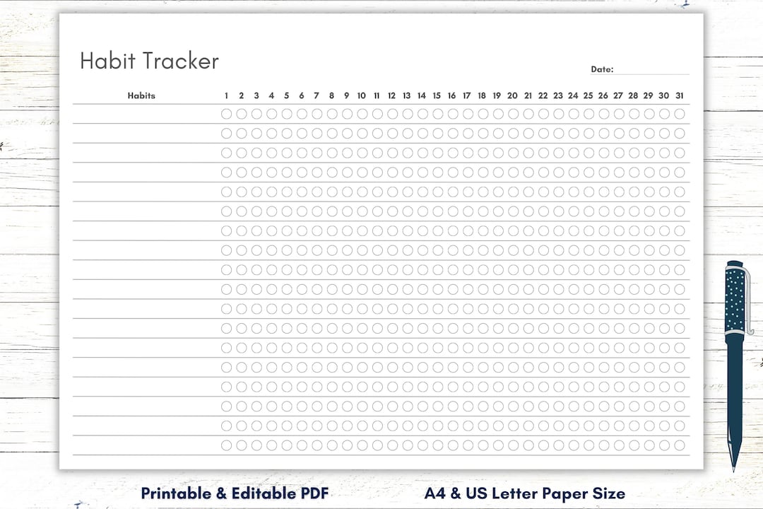 Habit Tracker Printable, Habit Tracker Editable, Habit Tracker Journal ...
