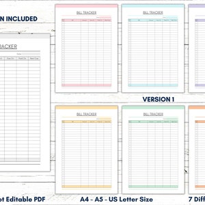 Printable Bill Payment Sheet, Monthly Bills Record, Bill Tracking Sheet ...
