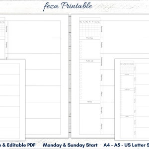 Undated Weekly Planner Printable, Weekly Planner Editable Fillable ...