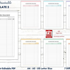 Printable Homework Tracker, Homework Log, PDF Homework Checklist ...