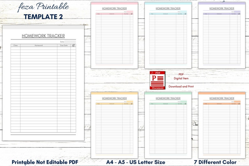 Printable Homework Tracker, Homework Log, PDF Homework Checklist ...