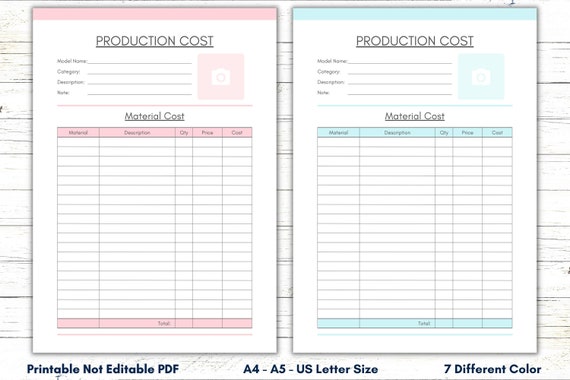 Free Printable Cost Worksheets