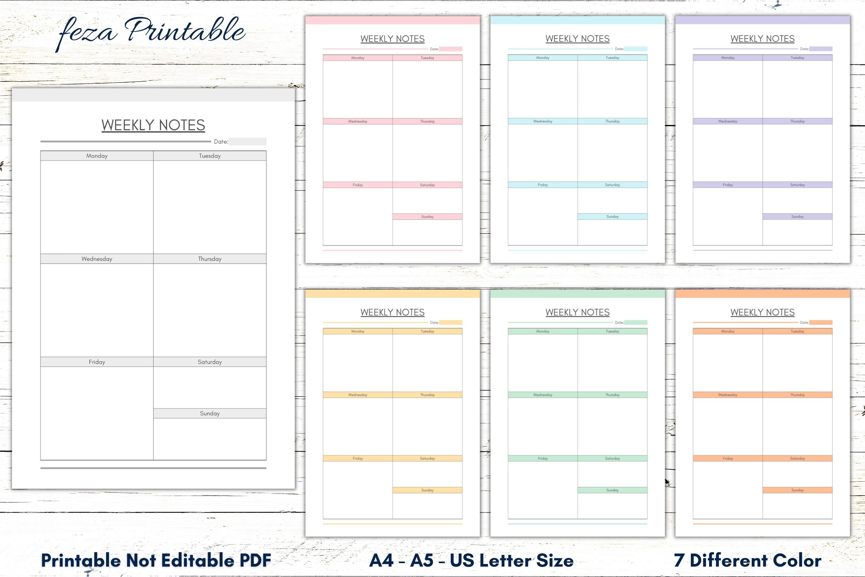 Printable Notes Pages Template, Note Taking Page, Weekly Notes Sheet ...