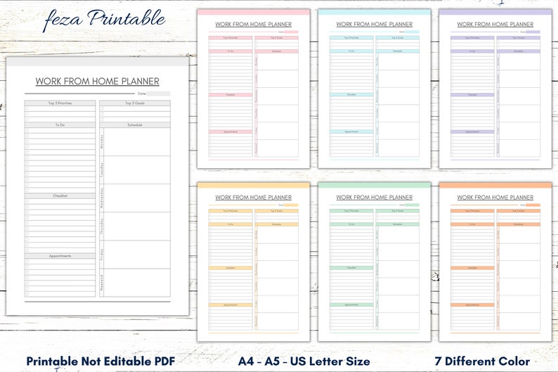 Work From Home Weekly Planner Printable Template Working to - Etsy