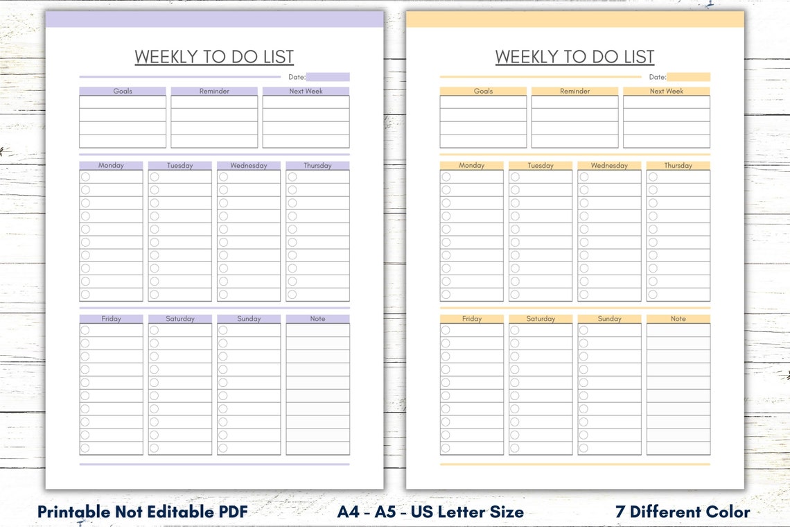 Printable Weekly Planner, Two Weekly to Do List, Printable Weekly Notes ...