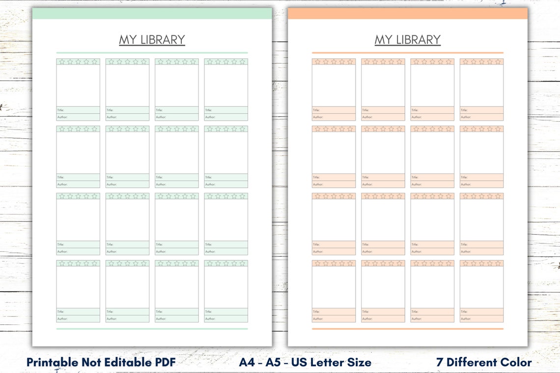 Library Planner Printable Template, Library Overview, Library List ...