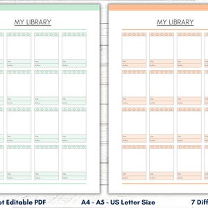 Library Planner Printable Template, Library Overview, Library List ...