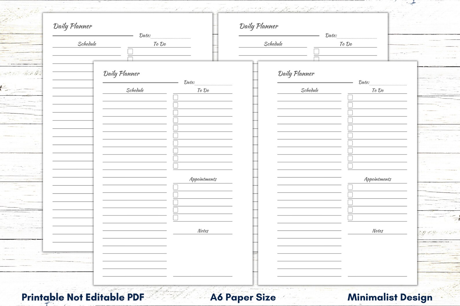 A6 Daily Planner Printable Template, Productivity Organizer (PDF) - Etsy