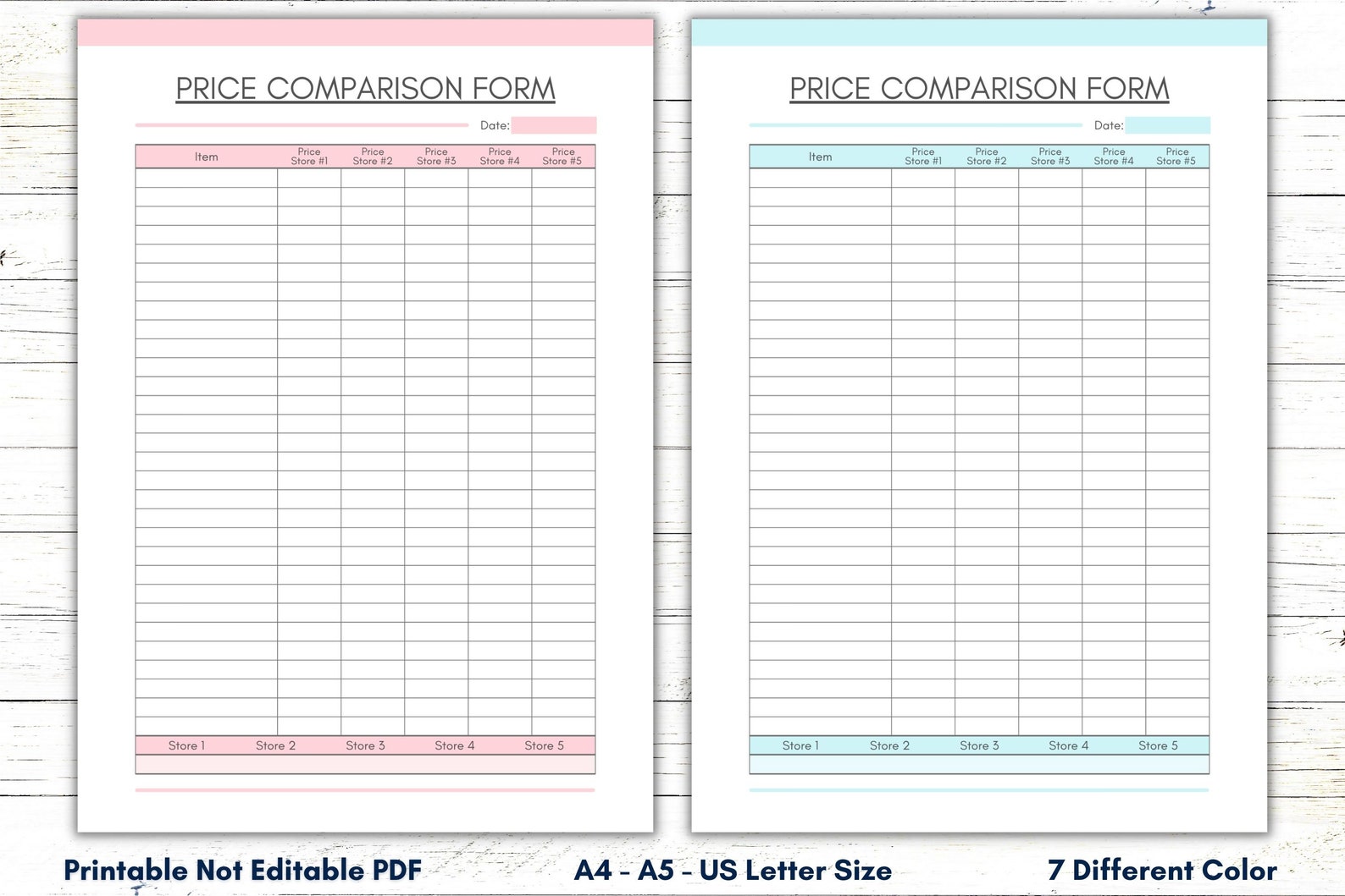 Printable Price Comparison Template, Grocery Price Comparison Form ...