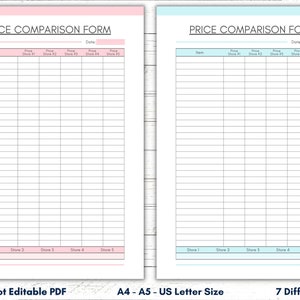 Printable Price Comparison Template, Grocery Price Comparison Form ...