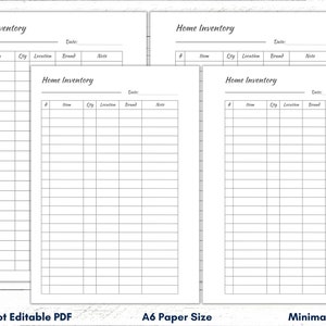 A6 Home Inventory Tracker Printable, Home Inventory Template, Home ...