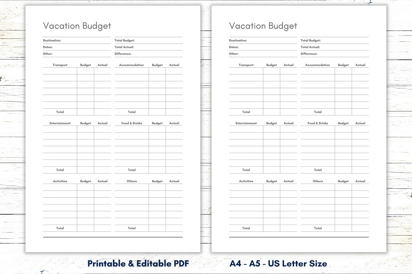 Vacation Budget Planner Printable & Editable, Vacation Budget Tracker ...