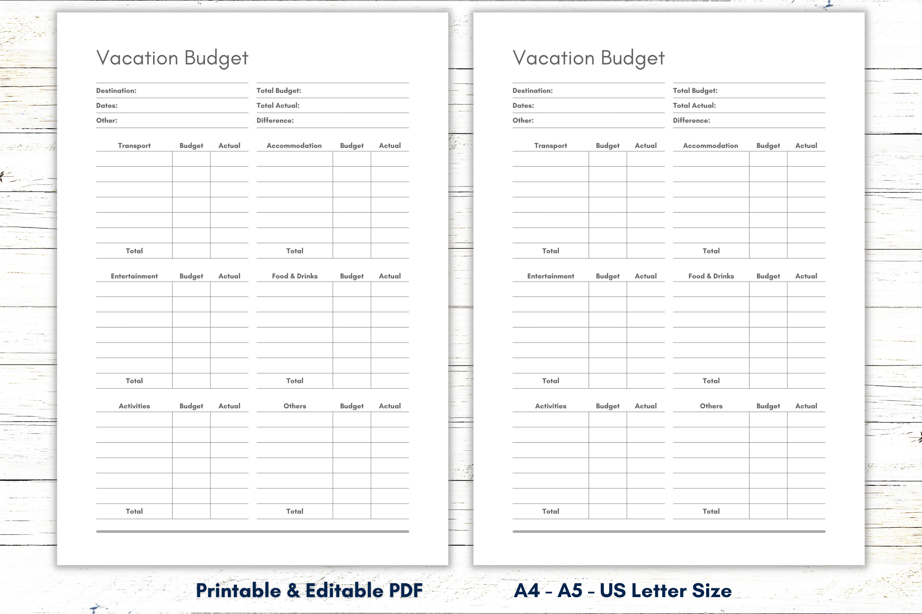 Vacation Budget Planner Printable & Editable, Vacation Budget Tracker ...