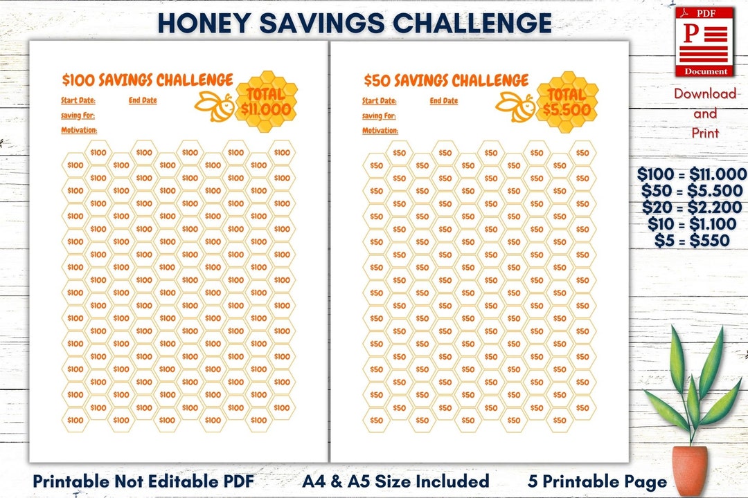 Printable Savings Tracker, Money Savings Challenge, PDF Savings ...
