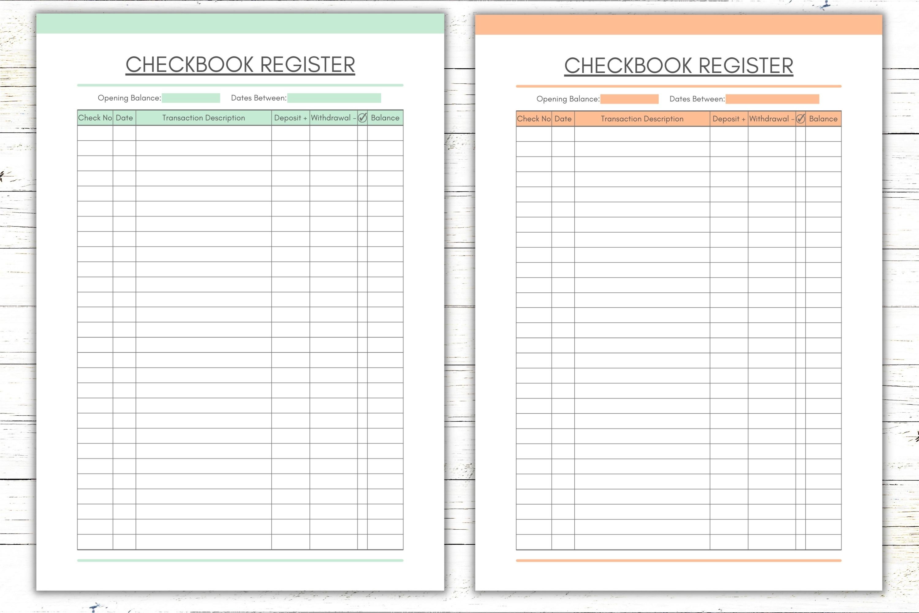 Printable Checkbook Register, Checkbook Balance Tracker, Financial ...