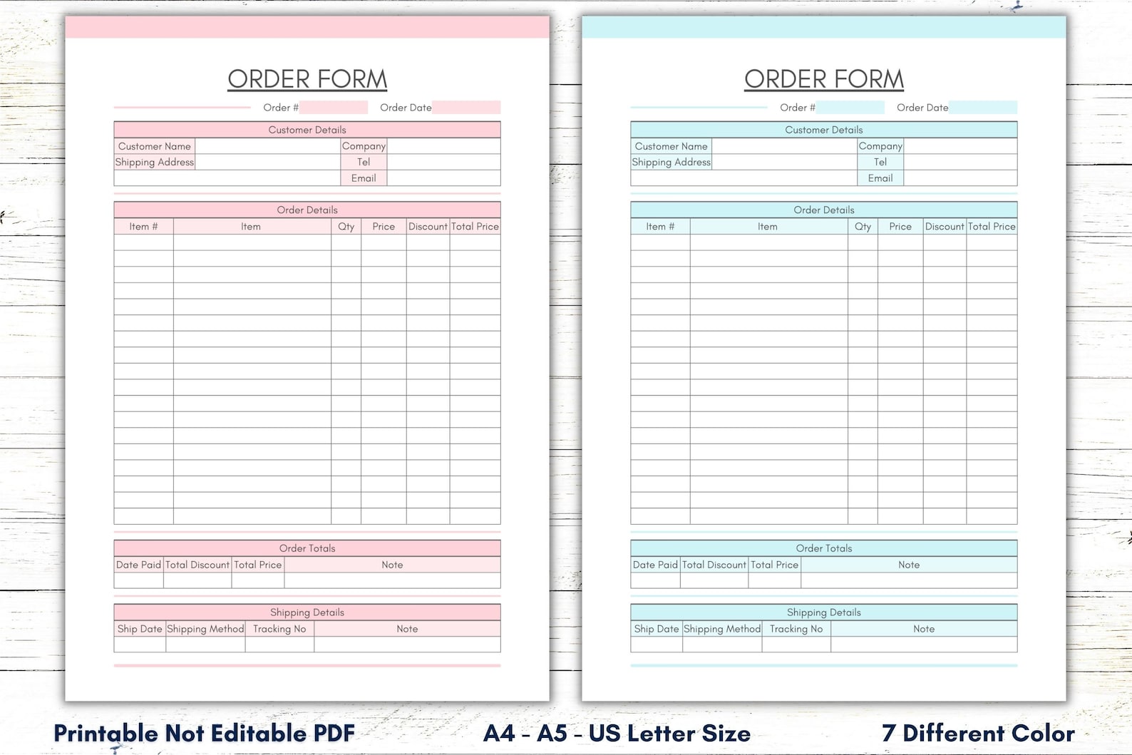 Printable Order Form Template, Order Sheet, Order Form for Small ...