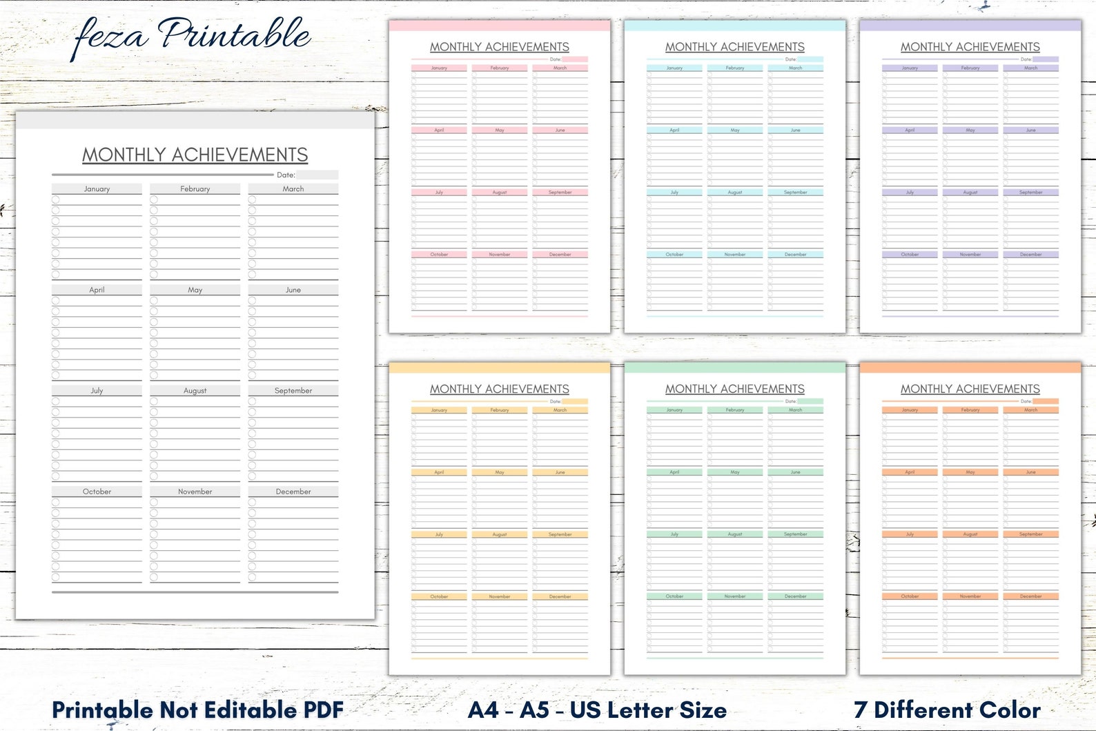 Printable Monthly Achievements Tracker, Achievements Overview, Monthly ...