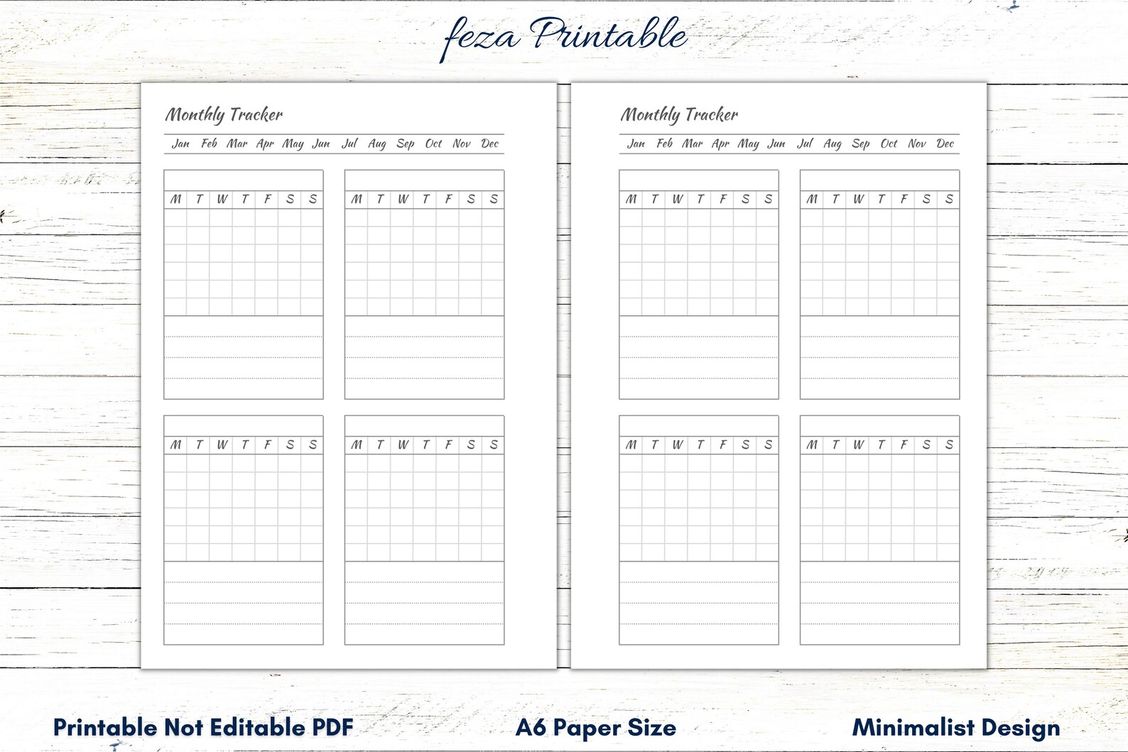 A6 Monthly Tracker Printable Template, Weekly Tracker Printable ...