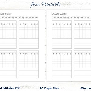 A6 Monthly Tracker Printable Template, Weekly Tracker Printable ...