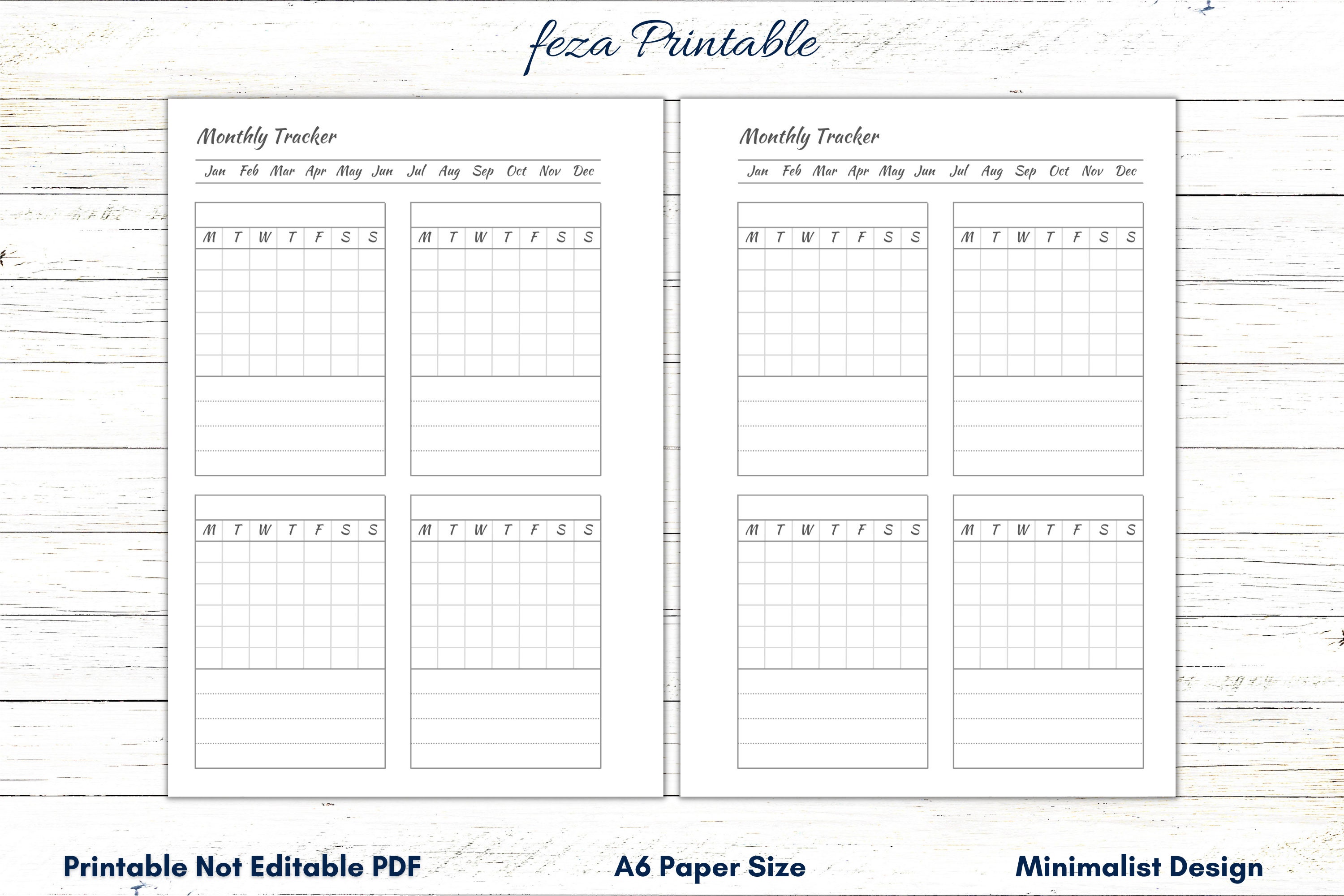 A6 Monthly Tracker Printable Template, Weekly Tracker Printable ...